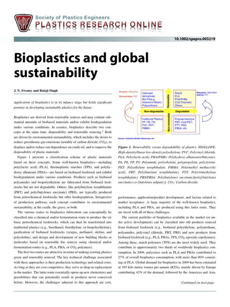 Bioplastics and Global Sustainability | PDF | Plastic | Polyethylene