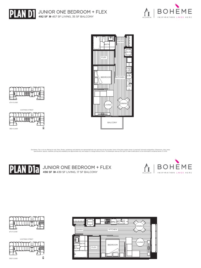 Boheme JR 1 Bedroom Floorplans | PDF