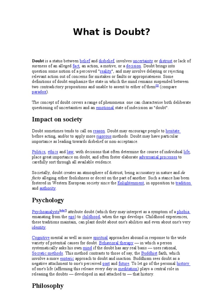 What Is Doubt | PDF | Doubt | Metaphysics