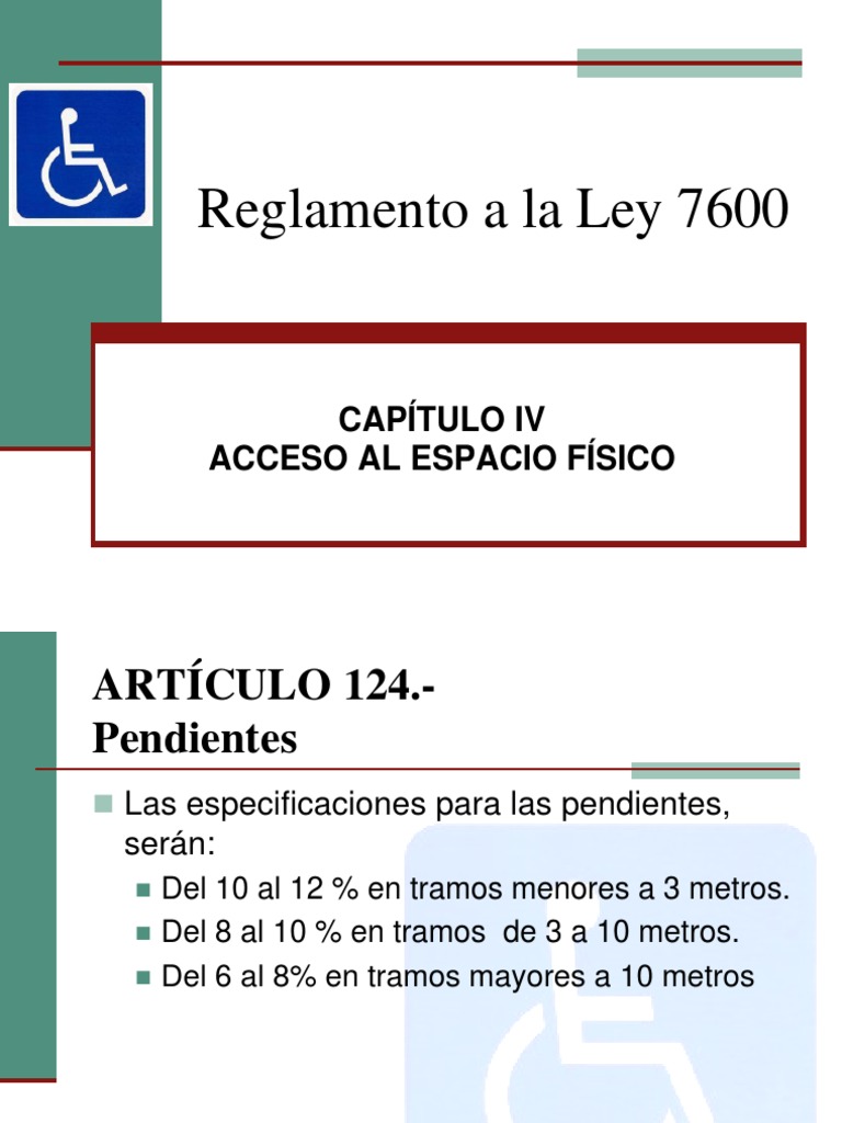Reglamento A La Ley 7600 Mural | PDF | Invalidez | Ascensor
