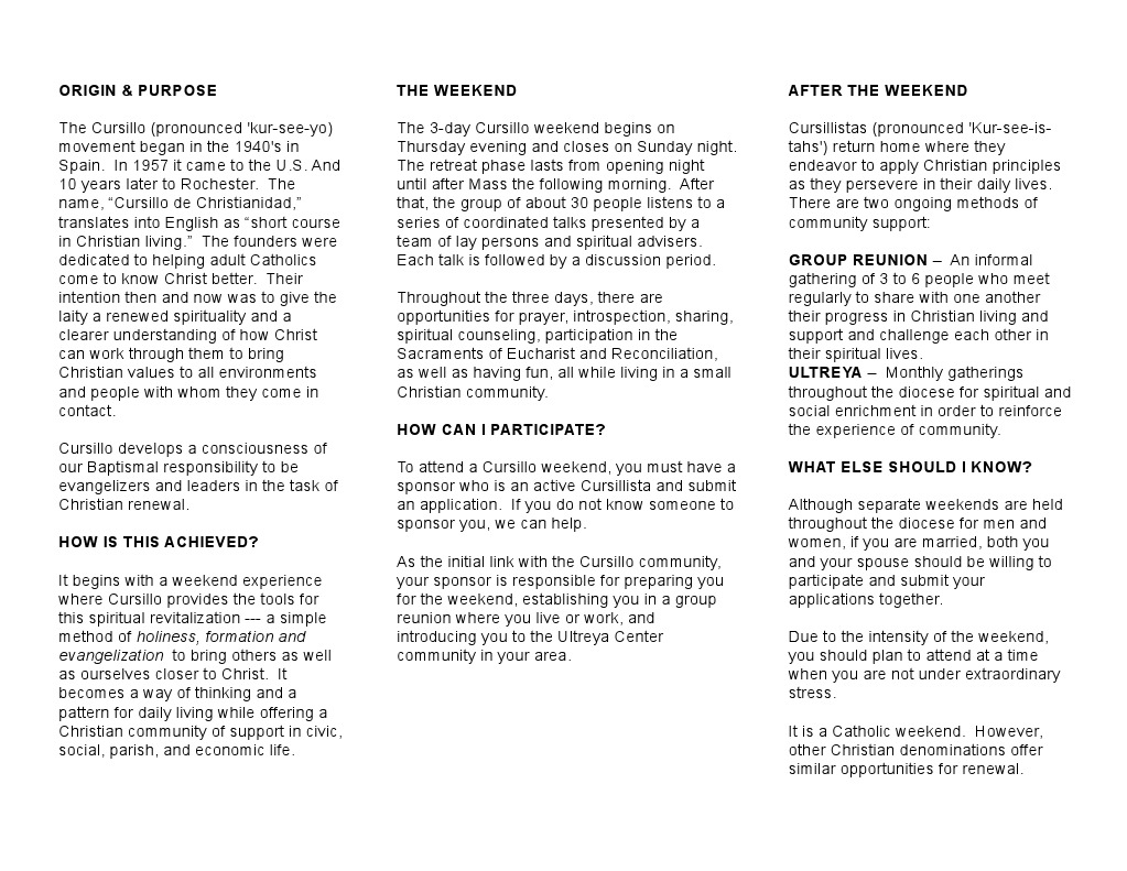 Rochester Cursillo Brochure | PDF | Laity | Chalcedonianism