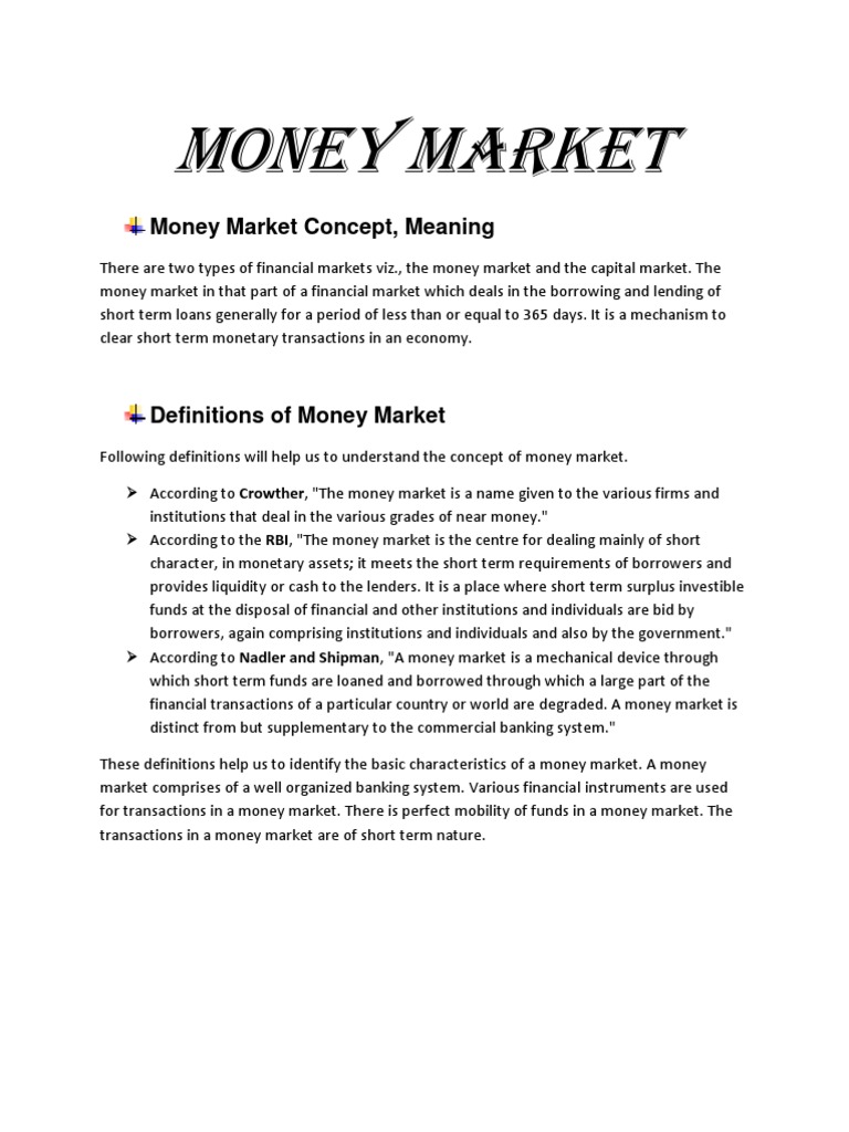 An Overview of the Indian Money Market: Its Components, Functions and ...