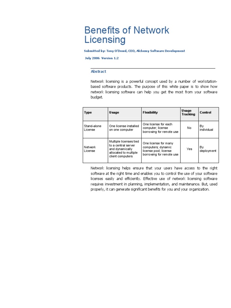 Computer Software Licensing | PDF | Computer Network | Server (Computing)