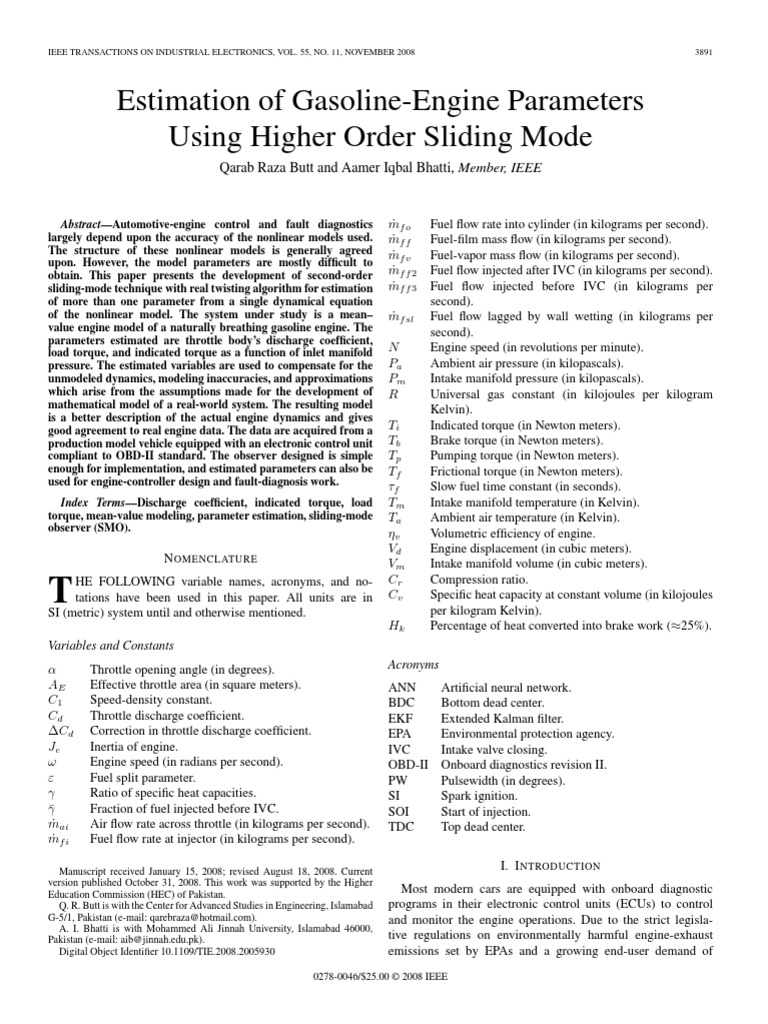 Estimation of Gasoline-Engine Parameters Using Higher Order Sliding ...