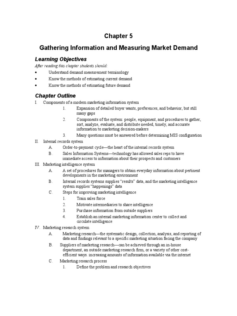 Gathering Information and Measuring Market Demand | PDF | Marketing ...
