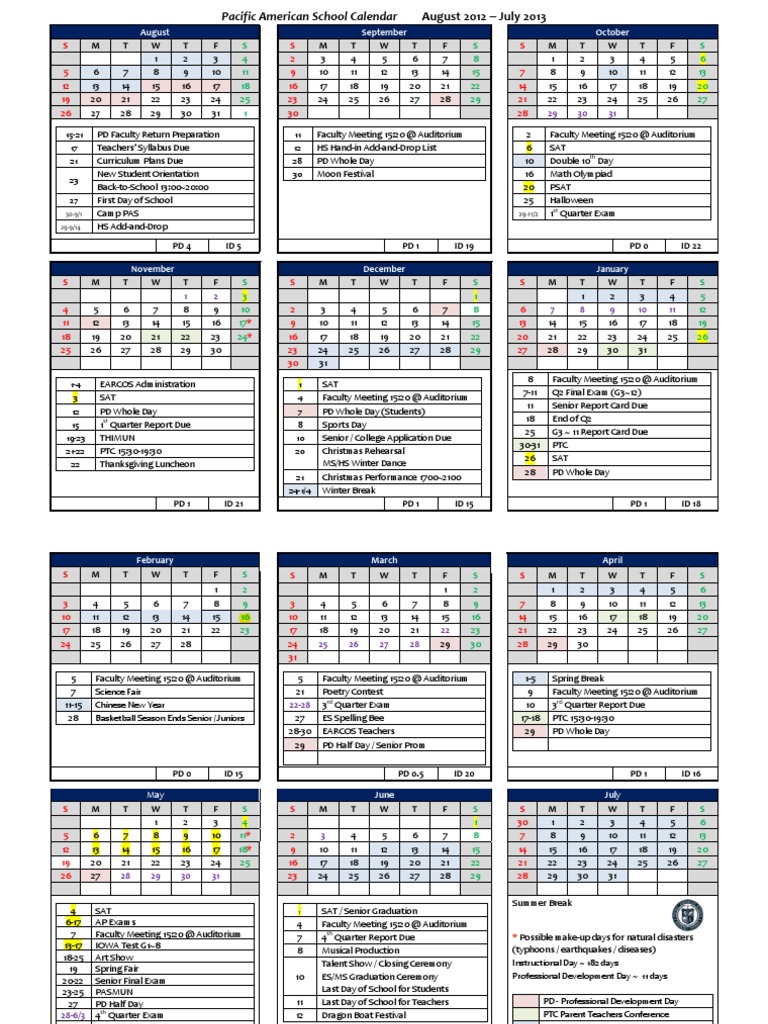 PAS Calendar | PDF | Sat | Schools