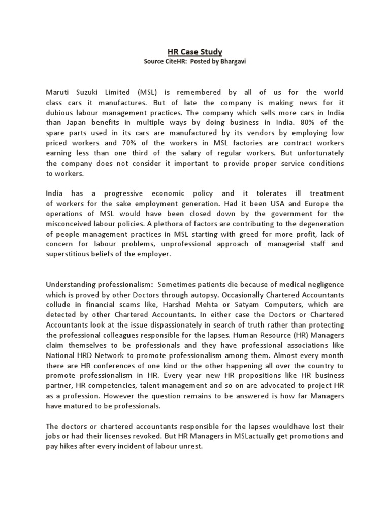 HR Case Study | PDF