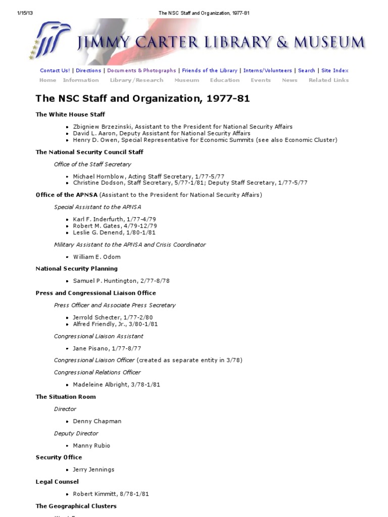 The NSC Staff and Organization, 1977-81 | PDF | Politics