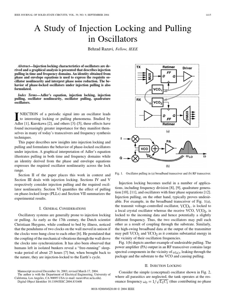 Injection Locking | PDF | Electronic Oscillator | Electronic Circuits