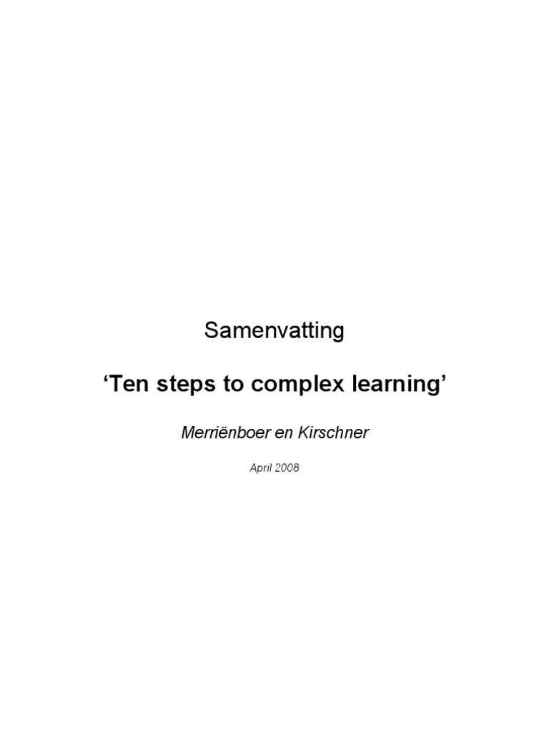 Ten Steps To Complex Learning | PDF