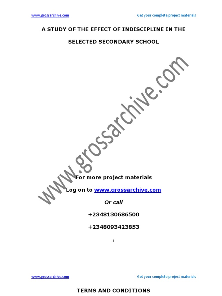Effect of Indiscipline in The Selected Secondary School | PDF | Bribery ...