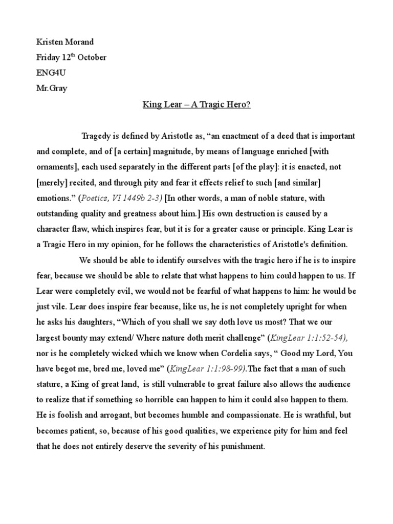 King Lear Essay | PDF | Tragedy | King Lear