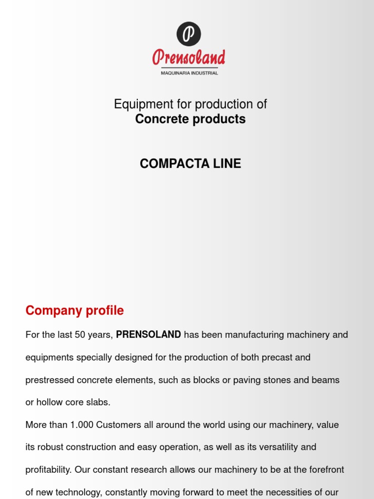 Prensoland Concrete Production Equipment | PDF | Machines | Numerical ...