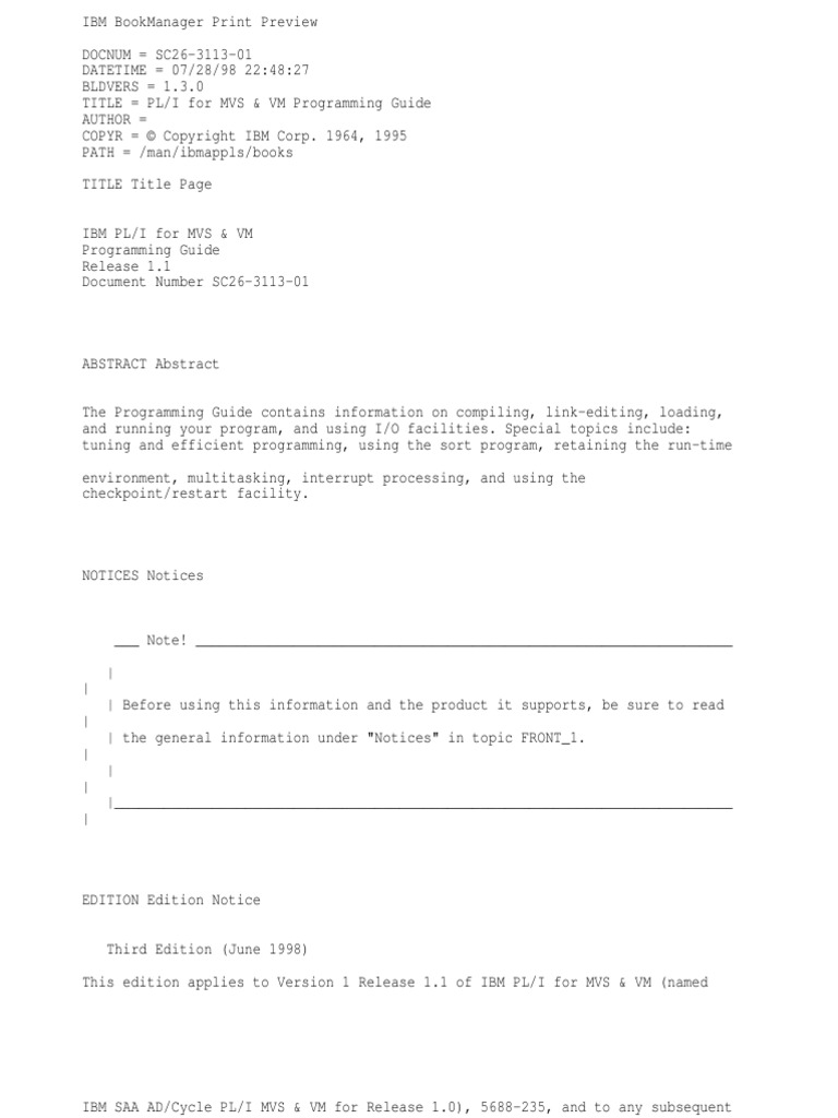 PLI Programming Guide | PDF | Subroutine | Parameter (Computer Programming)