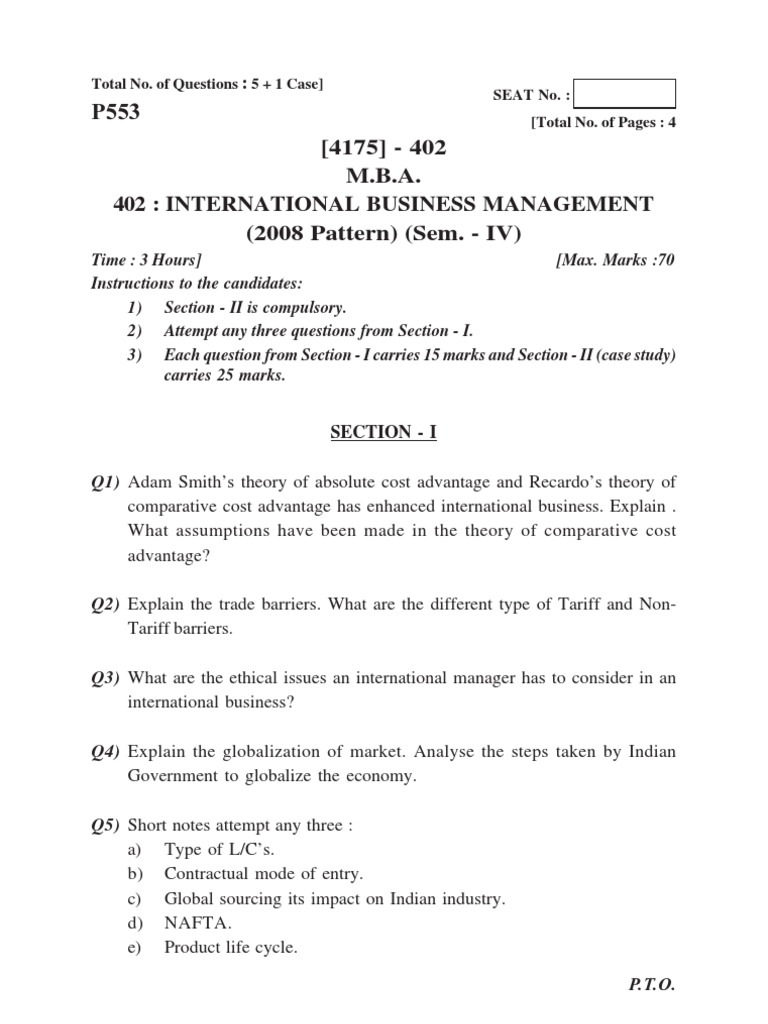 MBA Exam paper 2012 | Entrepreneurship | Strategic Management