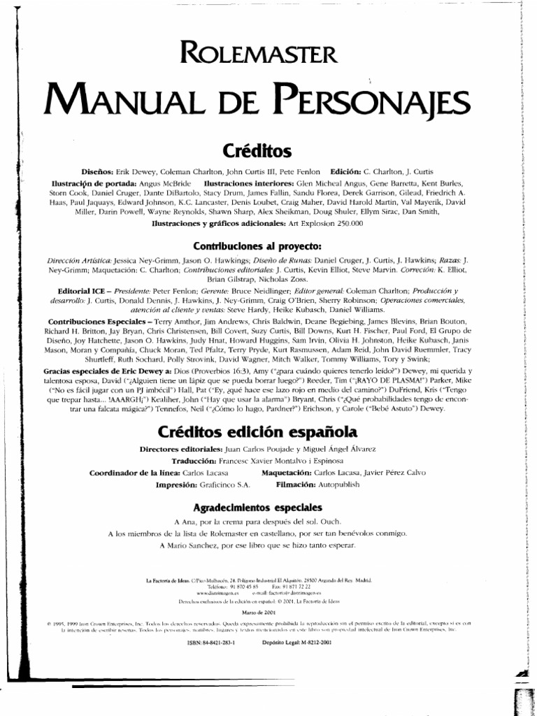 Rolemaster-Manual de Personajes | PDF