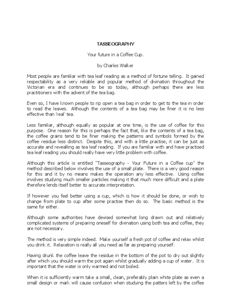 TASSEOGRAPHY - Your Future in A Coffee Cup | PDF