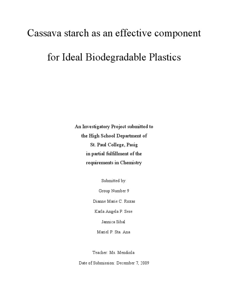 Cassava | PDF | Biodegradation | Plastic