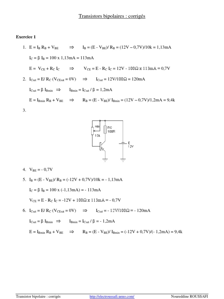 Exercices Transistors Cor | PDF
