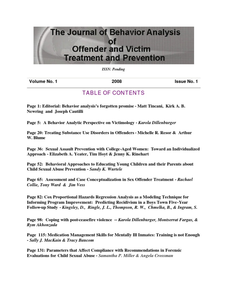Behavioral Analysis Journal 1/1 | PDF | Victimology | Behaviorism