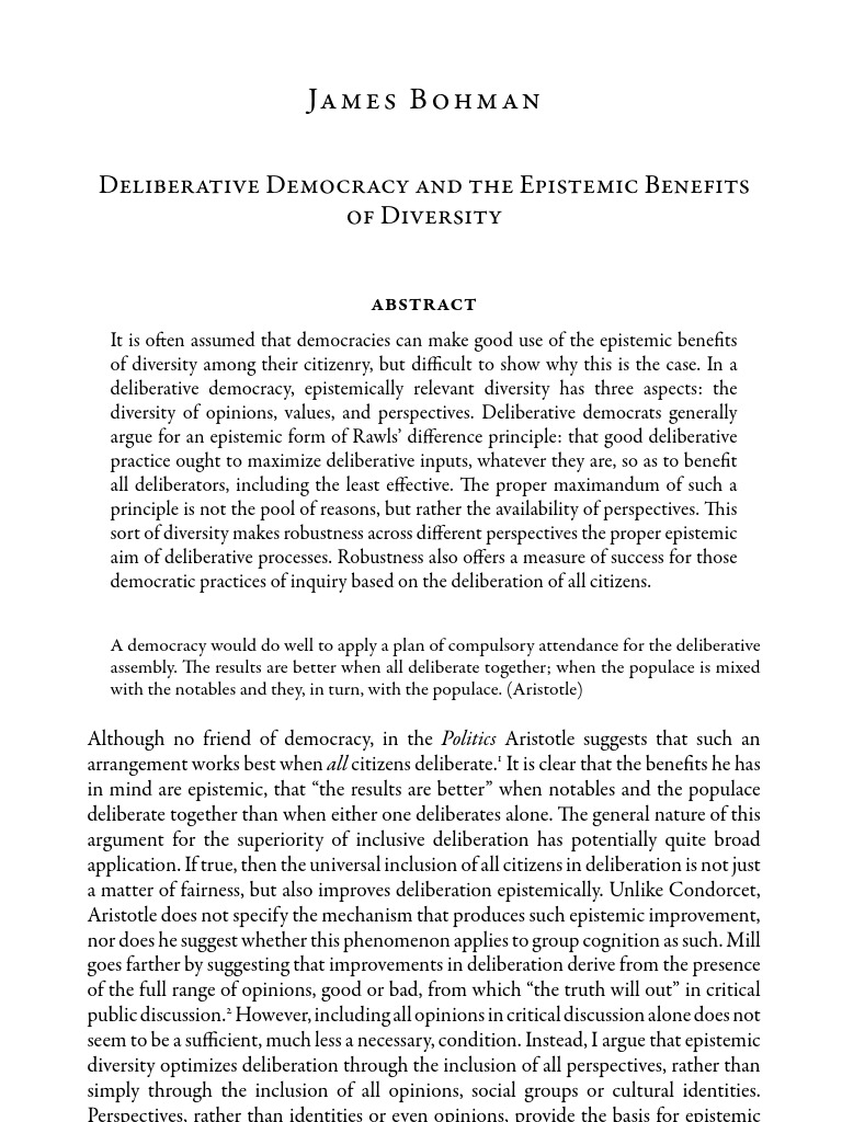 James Bohman - Deliberative Democracy and The Epistemic Benefits of ...