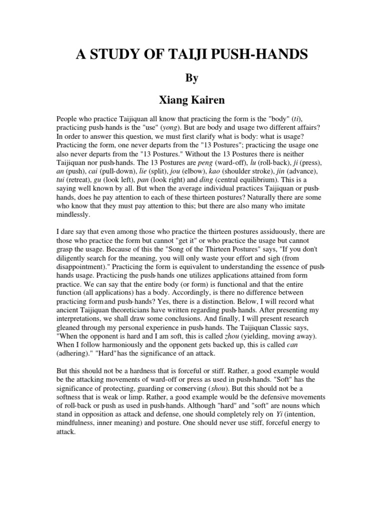 Tai Chi Push Hands | PDF