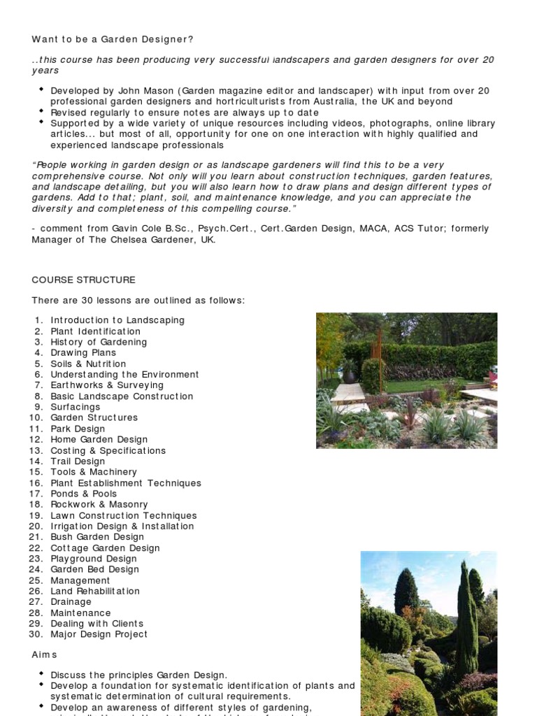 Certificate in Garden Design Course | PDF | Gardens | Landscape