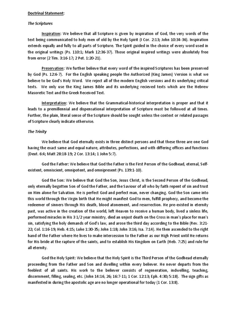 Doctrinal Statement | PDF | Justification (Theology) | Eucharist