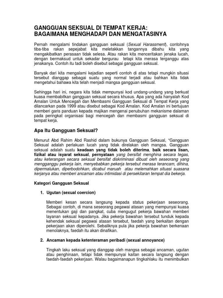 Gangguan Seksual Di Tempat Kerja: Bagaimana Menghadapi Dan Mengatasinya | PDF