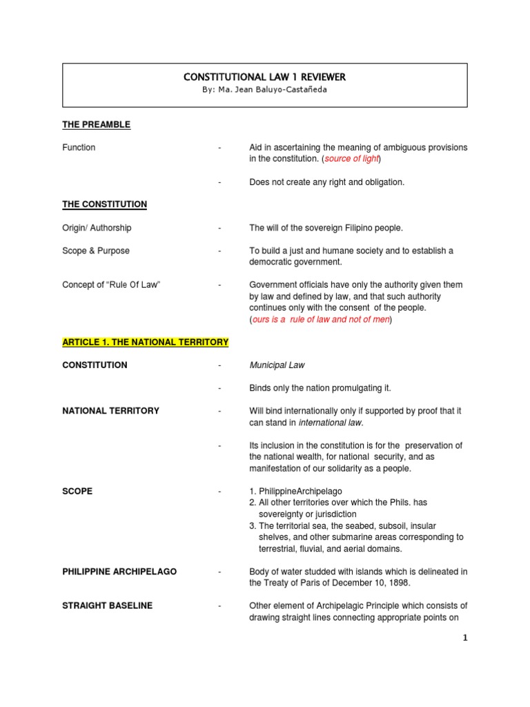 Philippine Constitutional Law Overview | PDF | Law