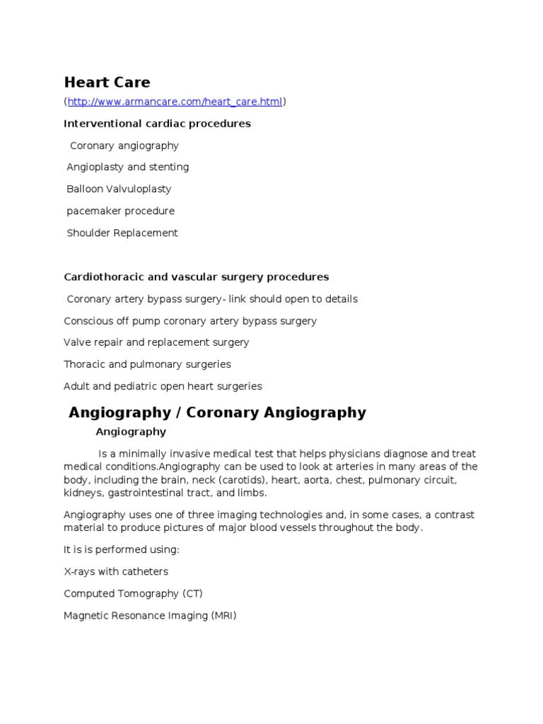 Heart Care: Interventional cardiac procedures | Coronary Artery Bypass ...