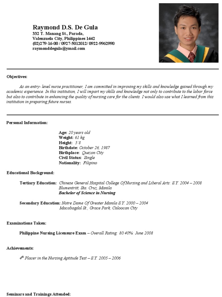 Resume Sample | PDF | Nursing | Test (Assessment)