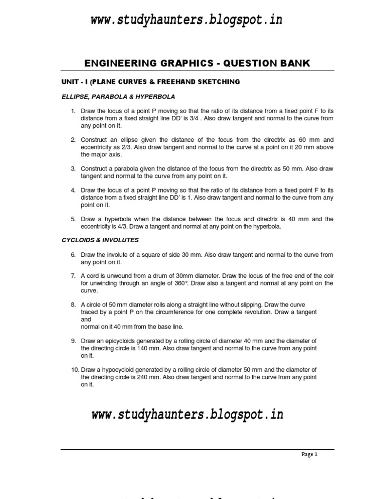 Engineering Graphics Question Bank | PDF | Analytic Geometry ...