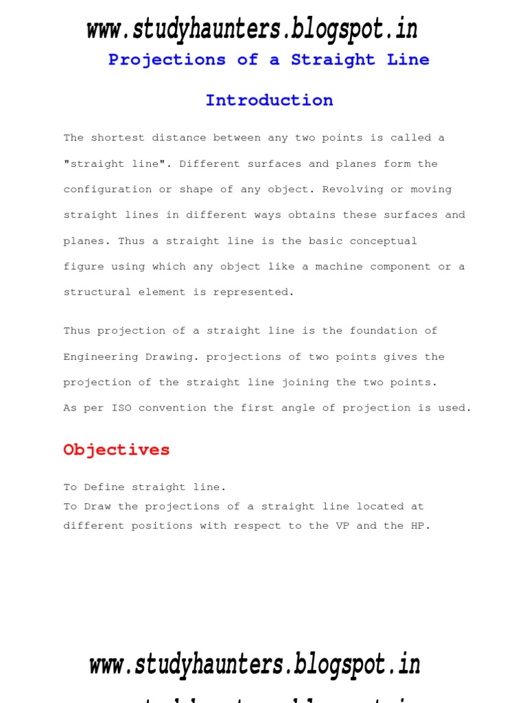 Engineering Graphics Projection of Straight Lines | PDF | Line (Geometry) | Perpendicular