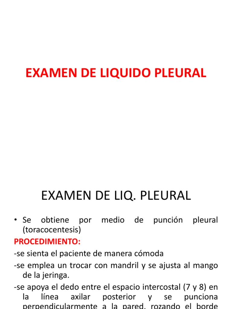 Examen y análisis de líquido pleural | PDF | Enfermedades y trastornos ...