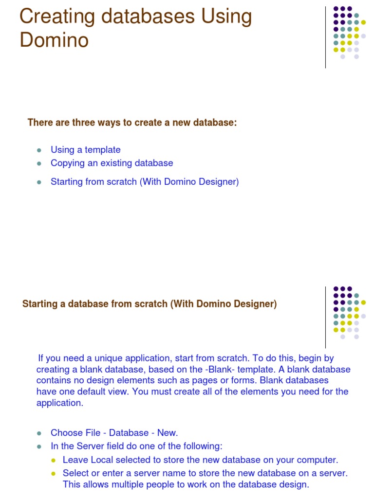 Domino Database Creation Guide | PDF | Ibm Notes | Databases