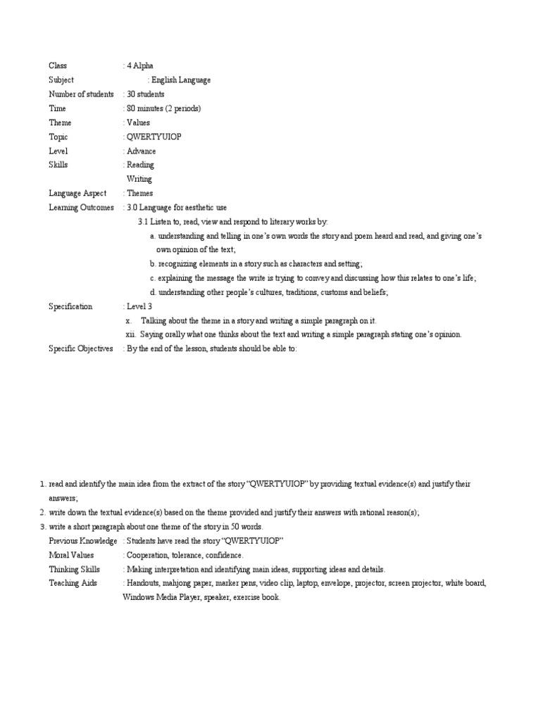 Analyzing themes and textual evidence in a short story | PDF | Theory ...
