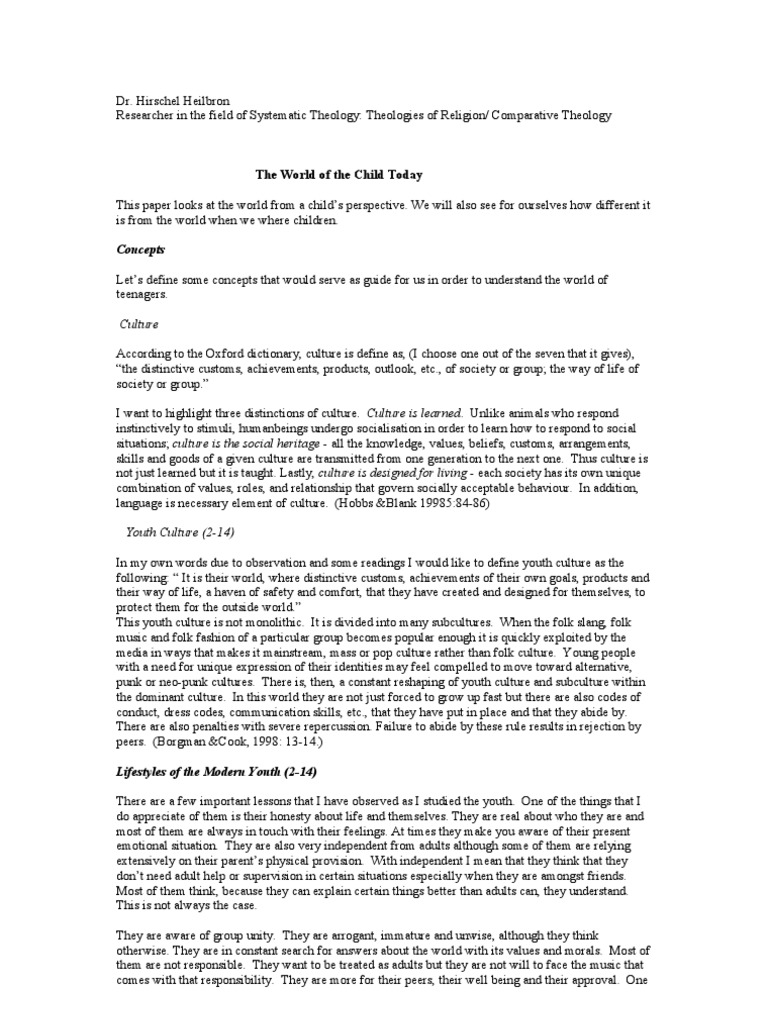 The World of The Child Today | PDF | Self-Improvement | Wellness