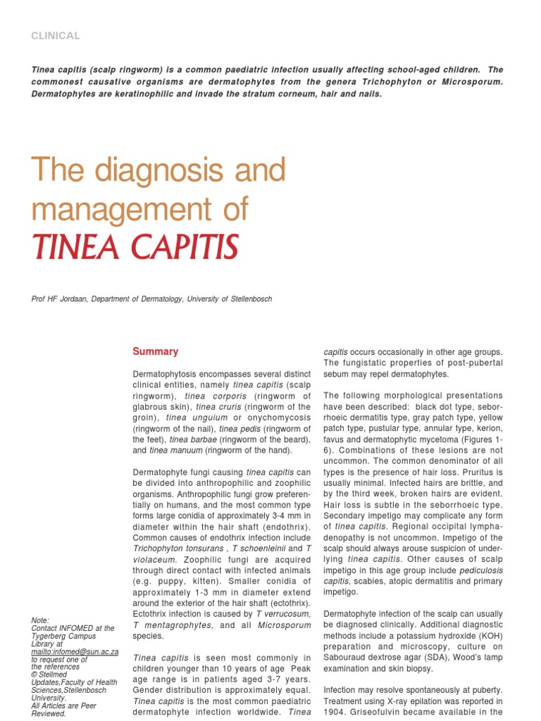 The Diagnosis and Management of Tinea Capitis | PDF | Hair Loss ...
