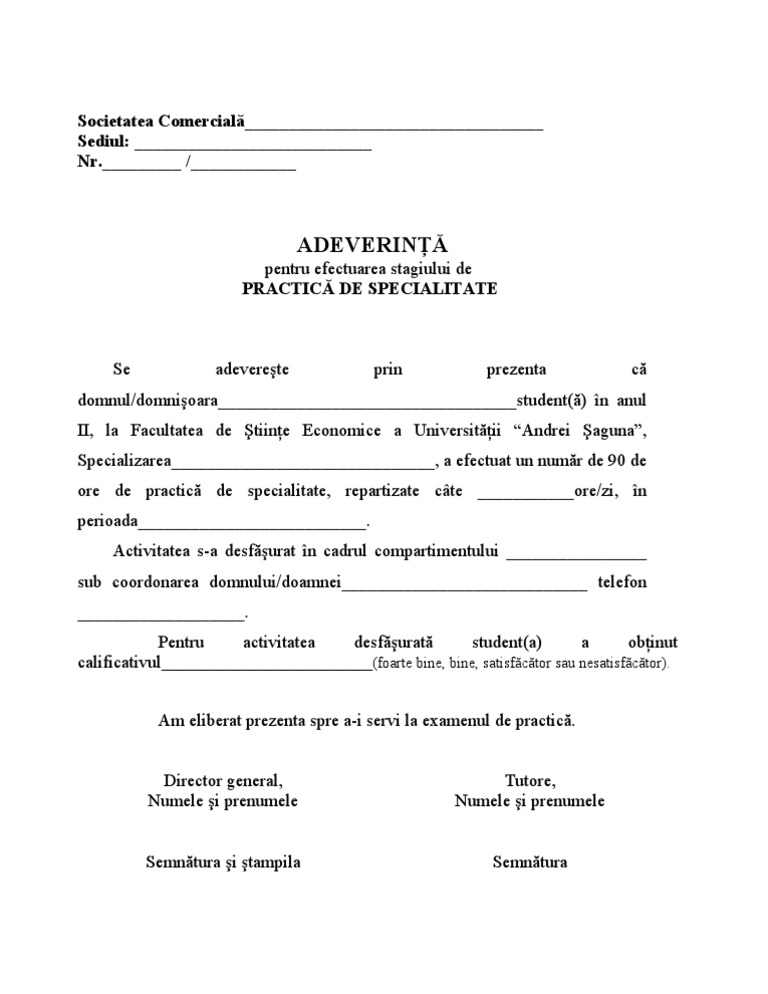 Adeverinta Practica Studenti-26.03.11 | PDF