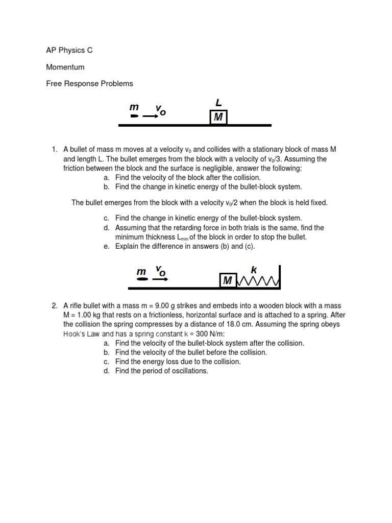 Physics C FRQ Practice | PDF | Collision | Friction