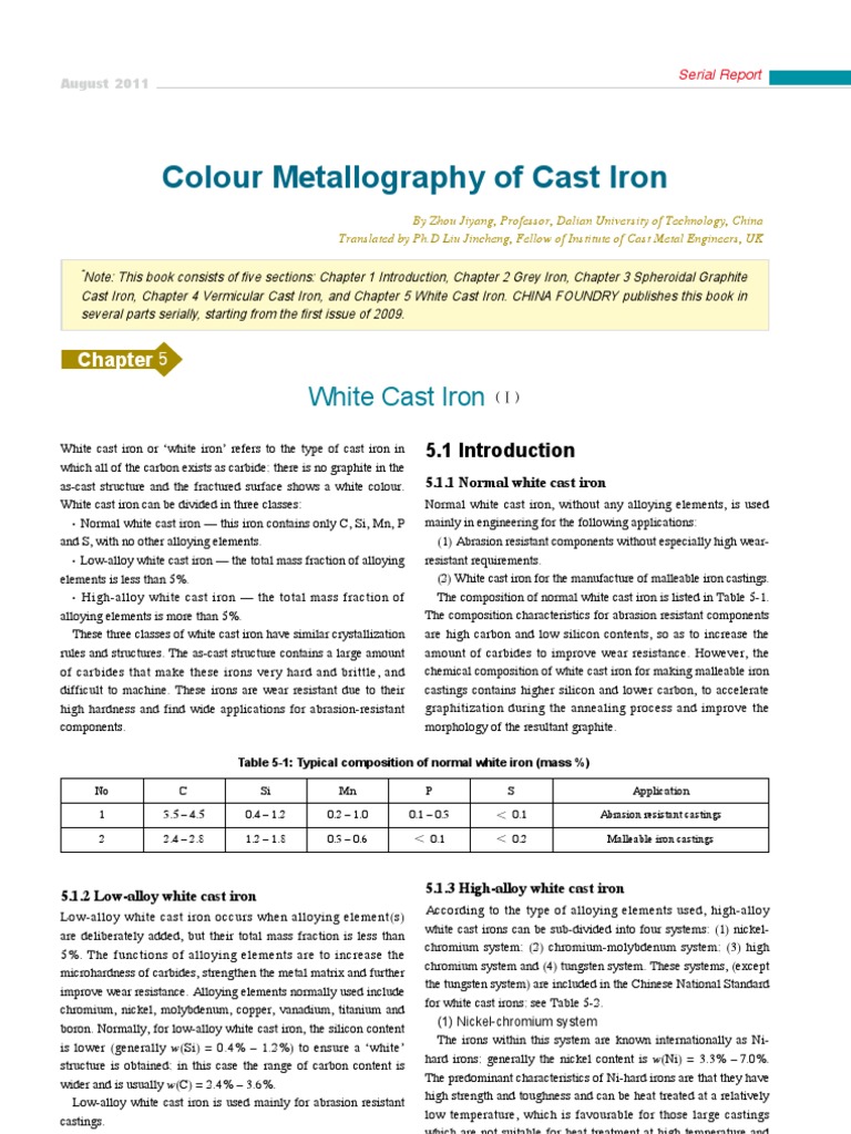 Colour Metallography of Cast Iron | PDF | Cast Iron | Tungsten