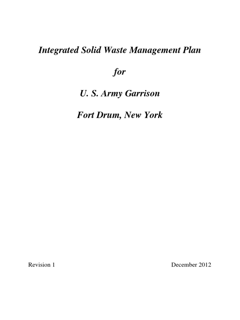 Integrated Solid Waste Management PlanforU. S. Army GarrisonFort Drum ...