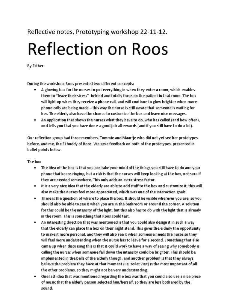 P2: Reflection On Workshops | PDF | Nursing | Understanding