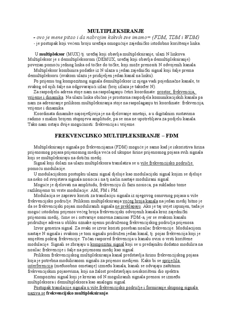 Suvremeni Komunikacijski Sustavi - Skripta | PDF