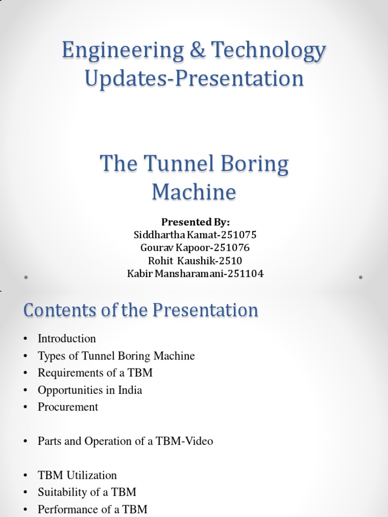 Tunnel Boring Machine | PDF | Tunnel | Industries