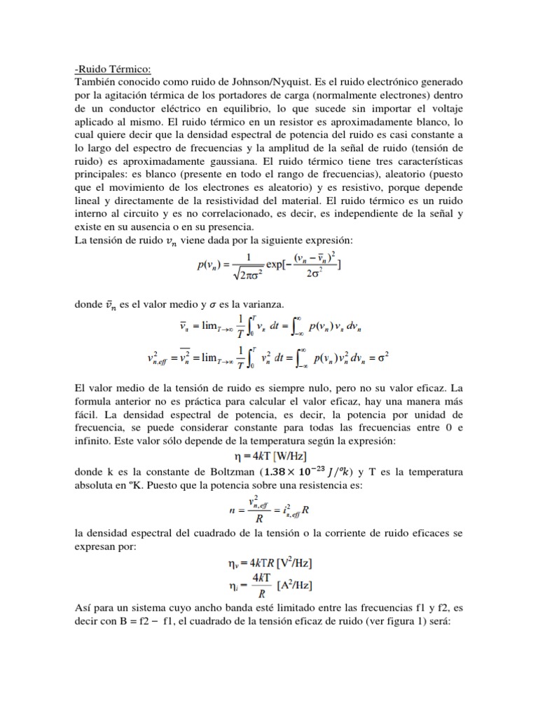 Ruido Térmico | PDF | Resistencia Eléctrica y Conductancia | Impedancia ...