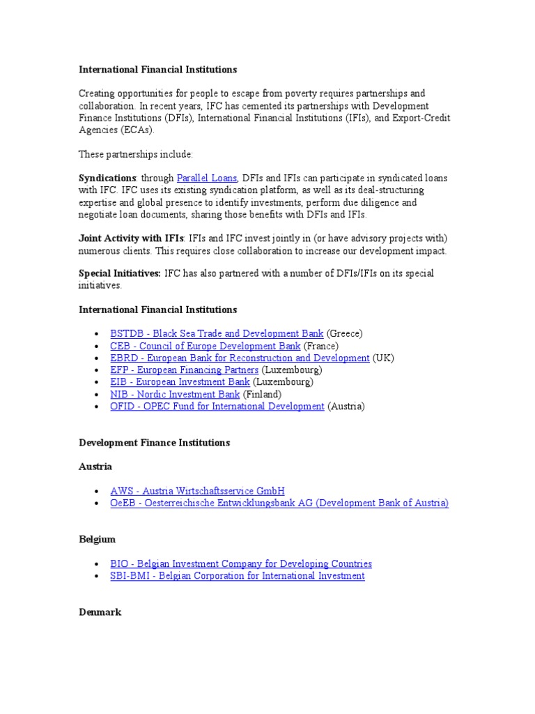 International Financial Institutions | PDF | International Finance ...