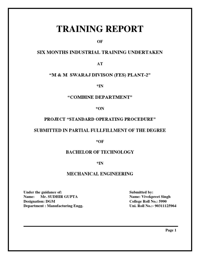 Training Report: Six Months Industrial Training Undertaken | PDF