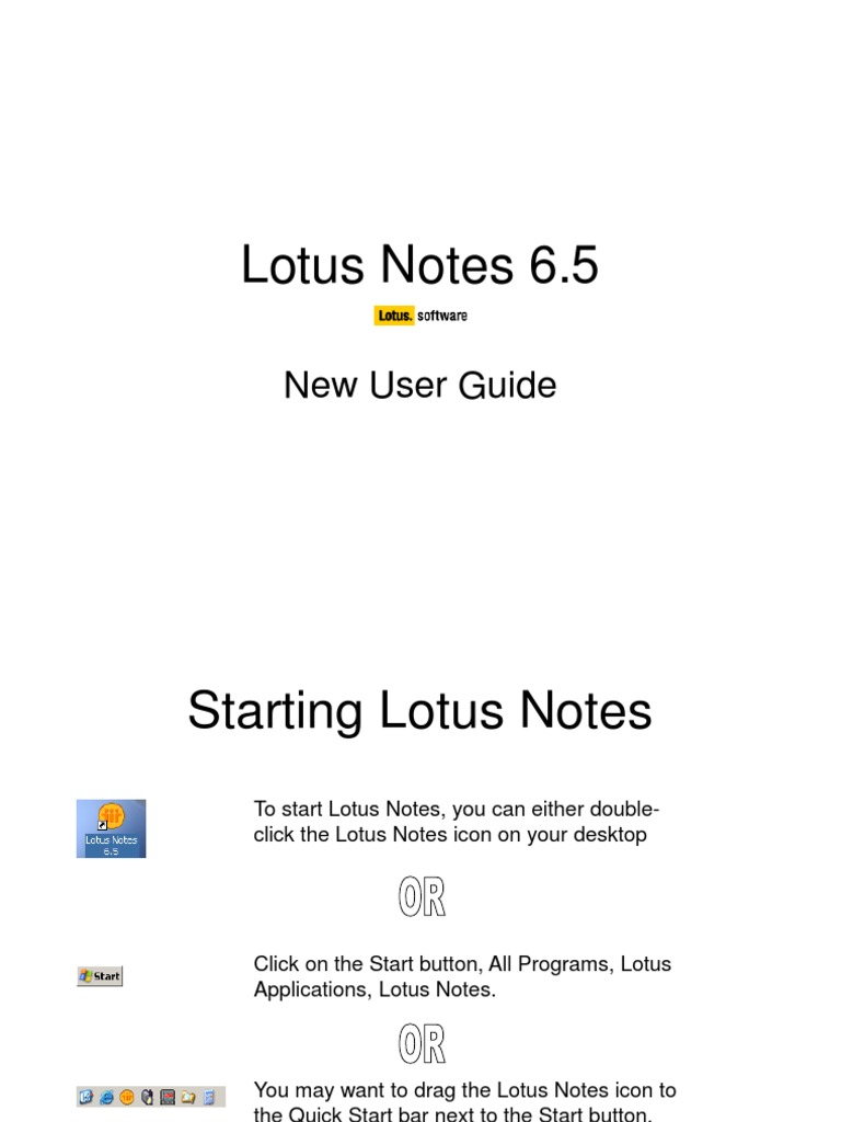 Lotus Notes 6.5: New User Guide | PDF | Email | Ibm Notes